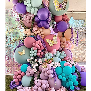 Captank Purple Pink Balloon Garland - Tiffany Blue Macaron Green Orange Balloons 179Pcs Latex Thick Pastel Red Lilac Balloons Arch Kit For Birthday Baby Shower Anniversary Bridal Wedding Engagement