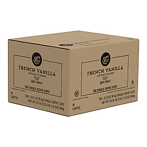 Amazon Brand - Happy Belly Light Roast Coffee Pods, French Vanilla Flavored, Compatible with Keurig 2.0 K-Cup Brewers, 100 Count