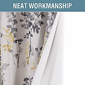 H.VERSAILTEX Linen Blackout Curtains 96 Inches Long Thermal Insulated Room Darkening Linen Curtains for Bedroom Textured Burlap Grommet Window Curtains for Living Room, Grey and Yellow, 2 Panels