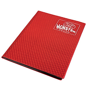 Monster Binder - 9 Pocket Trading Card Album - Holofoil Red (Anti-Theft Pockets Hold 360+ Cards)