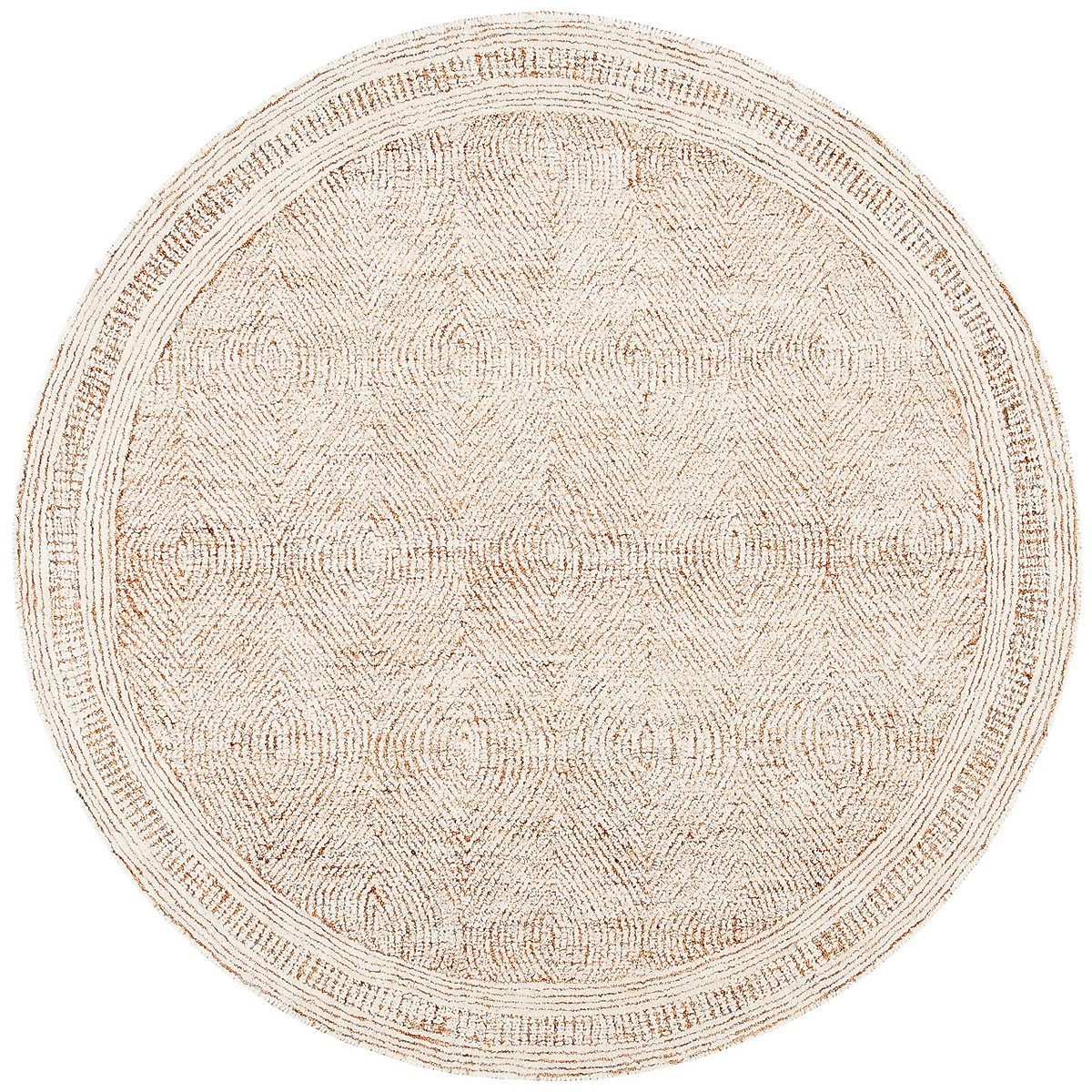 SAFAVIEH Abstract Collection 4' Round Ivory/Rust ABT340P Handmade Premium Wool Entryway Foyer Living Room Bedroom Kitchen Area Rug