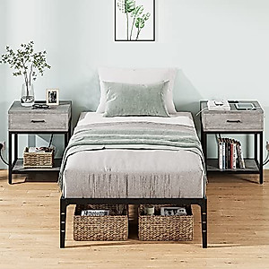 IDEALHOUSE 14 Inch Twin Metal Platform Bed Frame Heavy Duty Steel Slat No Box Spring Needed, Easy Assembly, Noise Free, Black (Twin)