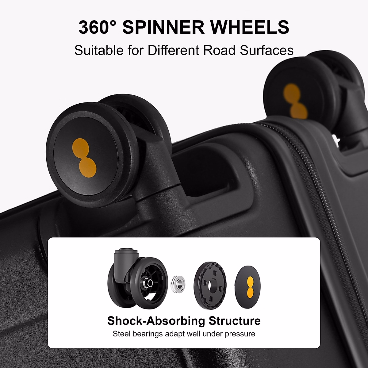 LEVEL8 Elegance Carry-on Suitcase, 20 Inch Carry on Luggage, Hardside Large Suitcases with Wheels, Tavel Bag with Tsa Lock, Black