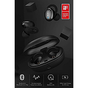 1MORE Stylish True Wireless Earbuds, Bluetooth 5.0, 24-Hour Playtime, Stereo In-Ear Headphones with Charging Case, Built-in Microphone, Alternate Pairing Mode (Renewed)