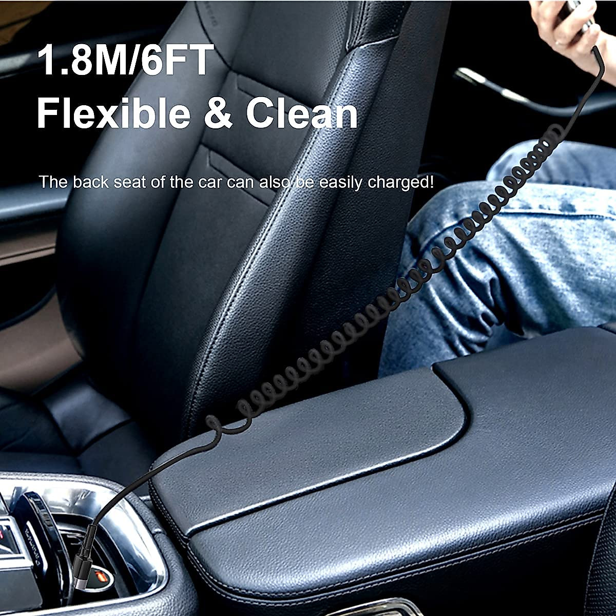 1.8M/6Ft USB iPhone Coiled Lightning Charging Cable for CarPlay,Apple Fast Charging Cord Sync USB Data Spring LED Retractable Charger Adapter Connector for iOS/iPhone 12/11/SE/Xs/Xr/8/7/6/iPad/iPod
