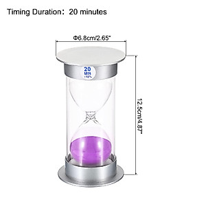 PATIKIL 20 Minute Sand Timer, Sandy Clock with Plastic Cover Count Down Sand Glass for Games, Kitchen, Party Favors DIY Decoration, Purple Sands