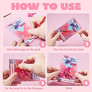 JOYIN 28 Pack Valentines Day Card with Dinosaur Figure Toys for Valentine Kids Party Favor, Classroom Exchange Prizes, Valentine’s Greeting Cards