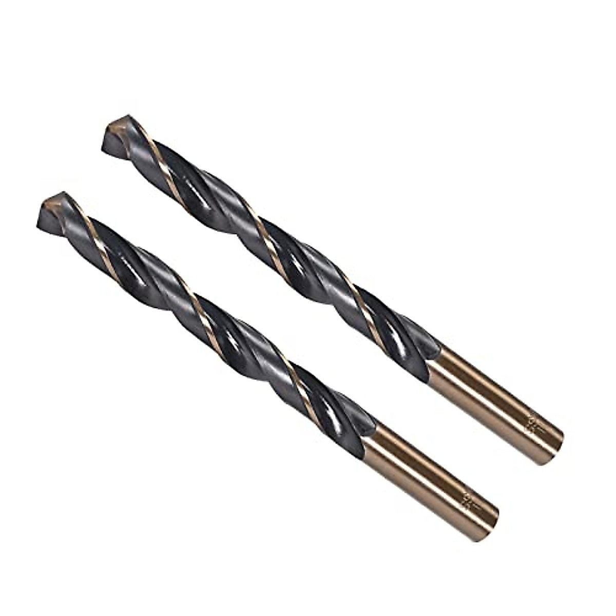 CoCud Twist Drill Bits, 11mm Cutting Edge, Titanium & Nitride Coated High Speed Steel 4341 Round Shank - (Applications: for Stainless Steel Drilling Machine), 2-Pieces