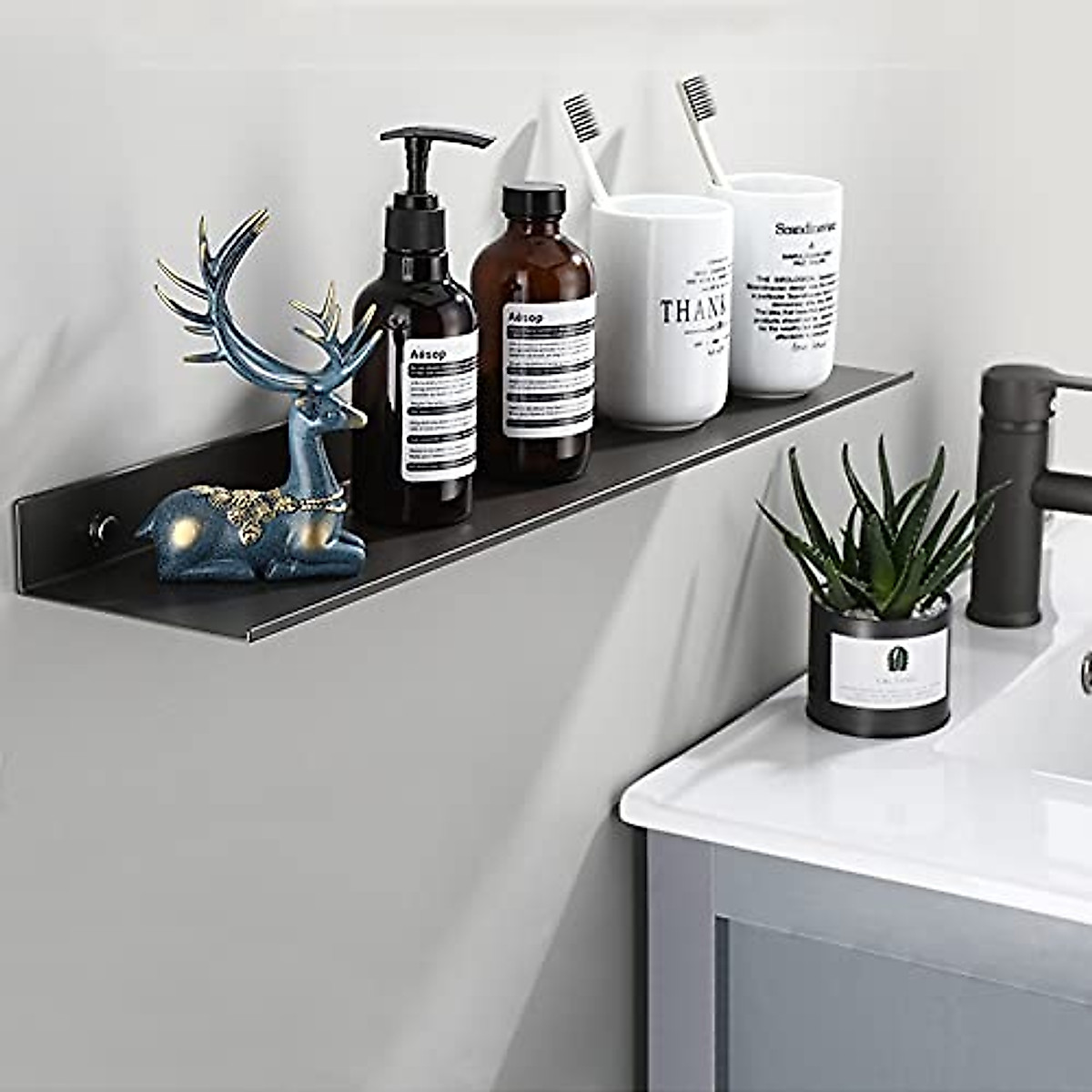 EBTOOLS Wall Shelves, Space Aluminum Wall Shelves, Floating Shelves for Decorations for Alarm Clocks, Plants, Speakers, Books, Wall Mount(60 cm)