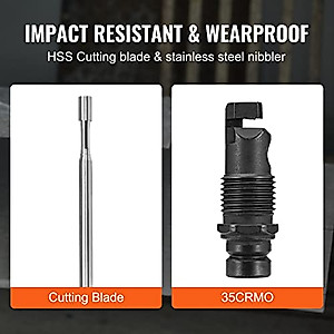 VEVOR Double Head Sheet Metal Nibbler Cutter, 360 Degree Metal Nibbler Drill Attachment with Extra Punch and Die, Cutting Hole Accessory and Step Drill Bit, for Straight Curve and Circle Cutting