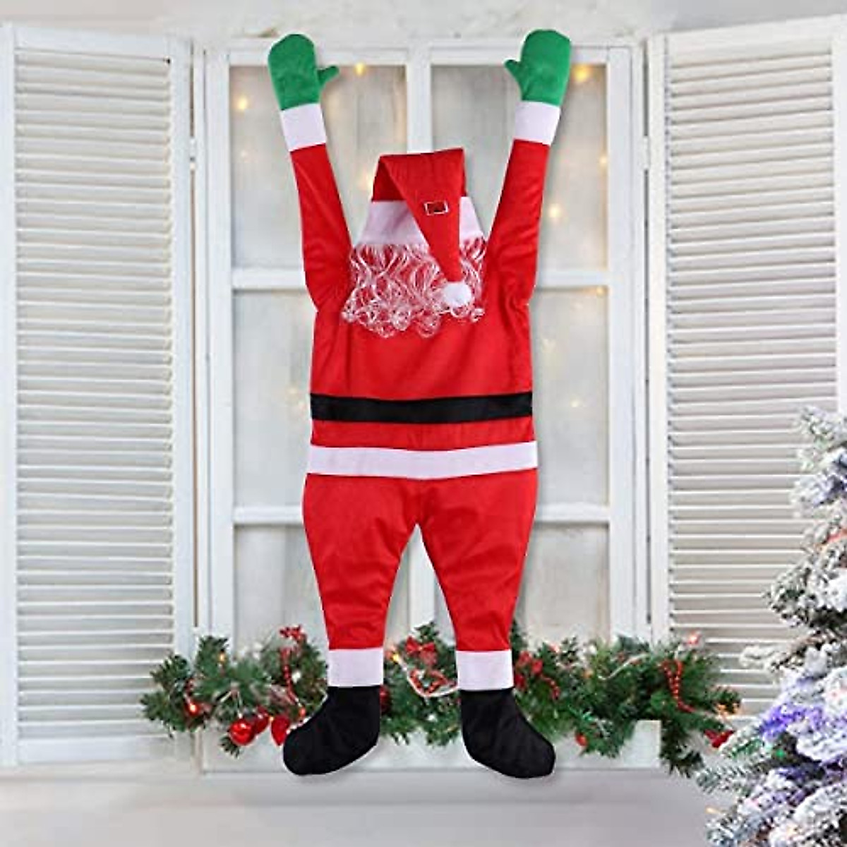 5.5 Ft Large Hanging Christmas Santa Claus Decorations,66.6'' Christmas Ornaments Hanging Santa Christmas Decoration from The Gutter Roof Outdoor Yard Decor Indoor Home Wall Car (5.5 ft(170 cm))