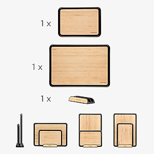 Dreamfarm Set of Fledge Bamboo | Two Double Sided Cutting Boards with Juice Grooves | With Non-Slip Rubber Feet | Transport & Serve Food from Counter to Pot with Flip Up Edges | Bamboo