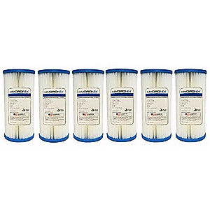 Hydronix SPC-45-1020 Whole House Sediment Pleated Water Filter, Washable and Reusable, 4.5" x 10" - 20 Micron (6 Pack)