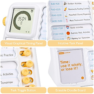 Task Timer, Planning Board with Visual Timer for Kids, Daily Chore Board-Checklist [Intuitive Assistive Tech] for ADHD, Autism Increase Self-Regulation, Silence Timer for Classroom Home