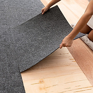 Mohawk Home 24" x 24" Indoor/Outdoor 0.25" Pile Height, Peel and Stick Carpet Tile, Grey Polyester, (Pack of 15) (60 sqft/Box)