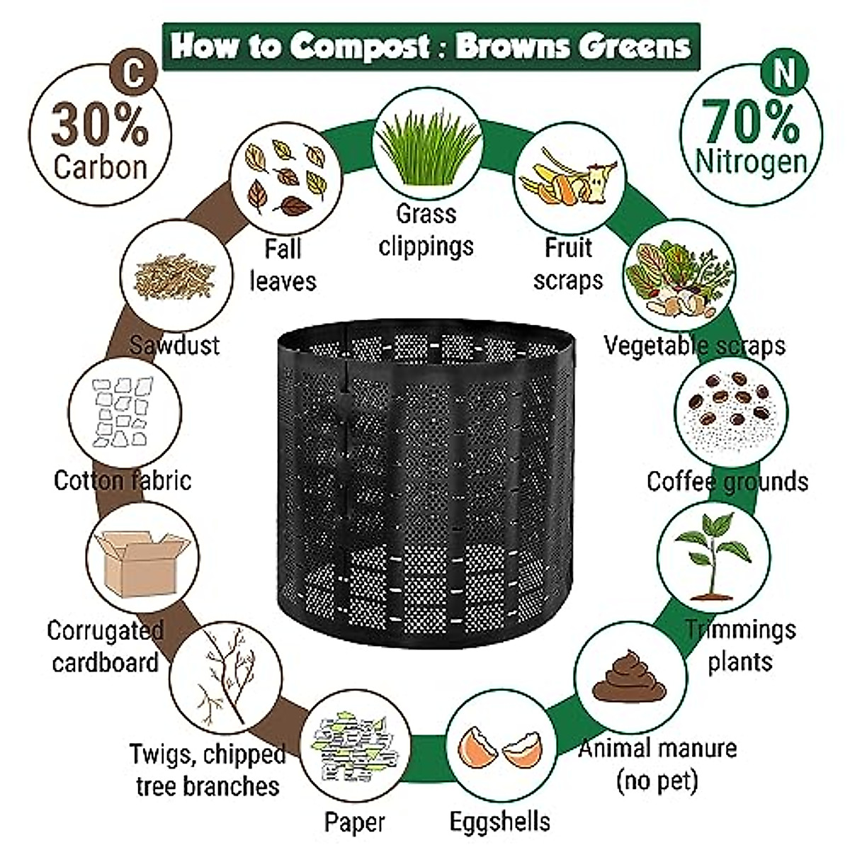 Suttmin 2 Pieces 220 Gallon Compost Bin Outdoor Expandable Plastic Compost Bin Easy Assembling Large Capacity Compost Bin for Home Garden Leaves Fast Creation of Fertile Soil Grounds