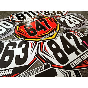 MxNumbers- BMX Box Plate Decals | Multicolored Bike Race Number Graphics | Custom with Your Name, Number & Colors | Fits Box Plate Phase 2 Junior and Senior