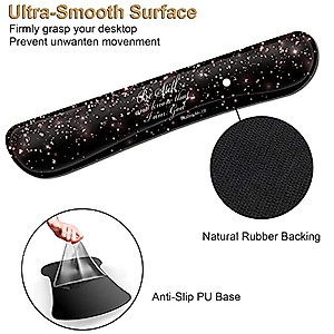 Keyboard Wrist Rest and Mouse Pad with Wrist Support, Ergonomic Gel Mouse Pad and Coaster, for Easy Typing Pain Relief, Memory Foam Keyboard Wrist Rest,Psalm 46-10 Rose Gold Glitter Black Mousepads