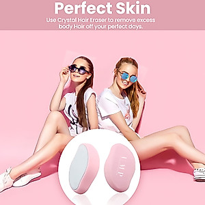 Crystal Hair Eraser for Women & Men, Reusable Crystal Hair Remover Painless Exfoliation Magic Hair Eraser, Crystal Hair Removal Tool for Arms, Chest, Legs and Back (Pink)