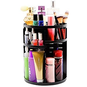 ComFamili Rotating Makeup Organizer 360° Rotating Plastic Shelf with Height Adjustable Trays Waterproof and Washable - Saves Storage Space in Bathroom Vanity top Helps Organize Cosmetics