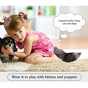 Sureio 3 Pcs Halloween Huge Fluffy Fur Fox Tail for Cosplay Wolf Tail Keychain Costume for Women Cos Party (Gray,Yellow,Mixed Colors)