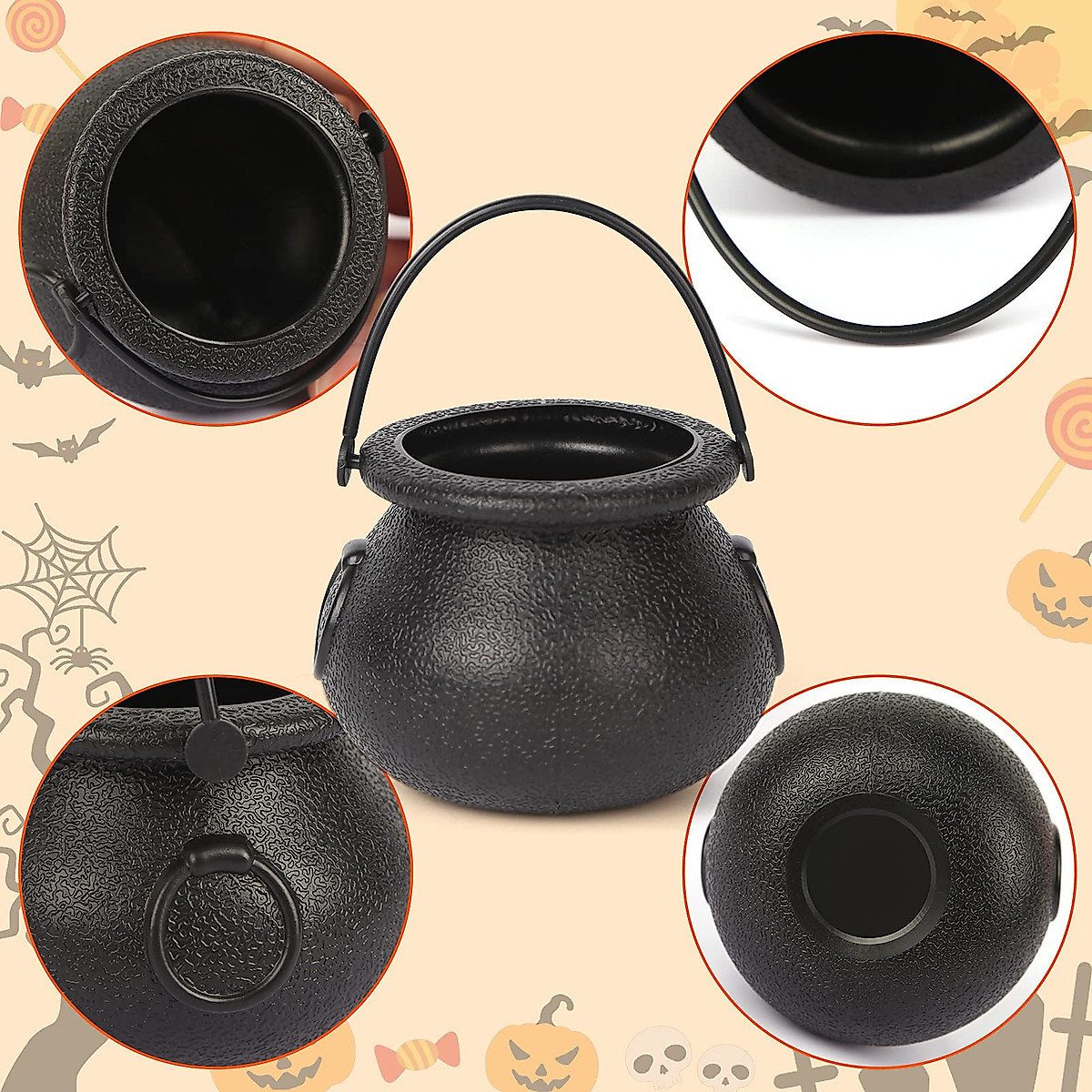 MCPINKY Small Halloween Candy Buckets, 12PCS Mini Portable Pumpkin Bucket Candy Bowl Holder Ghost Candy Bucket for Kids Trick Or Treat Halloween Party Favor