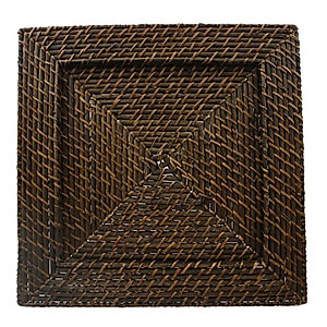 ChargeIt by Jay Square Chargers Set of 4 Decorative Service Plates for Home, Professional Fine Dining Perfect for Events & Dinner Parties -, Brown