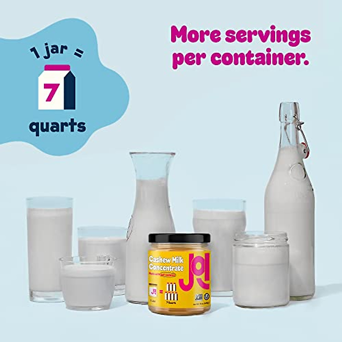 Unsweetened Cashew Milk Concentrate by JOI - 27 Servings - Vegan, Kosher, Shelf-Stable, Keto-Friendly, and Gluten-Free - Substitute for Cashew Powder and Butter - Use for Coffee Creamer, Add to Smoothies and Tea or Make Your Own Cashew Milk