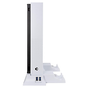 YoK Cool and Charge Vertical Cooling Stand for Xbox One Built In Cooling Fan With Dual Controller Charging Station - Compatible With Xbox One S