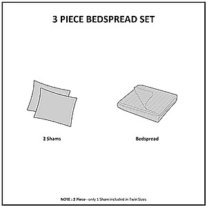 Madison Park Quebec Reversible Quilt Set Damask Design, Double Sided Stitching All Season, Lightweight Bedspread Bedding Set, Matching Sham, Navy, King(120"x118") 3 Piece