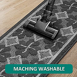EGOBUY 47x19 Inch/31x19 Inch Kitchen Mat Rugs Made of Polypropylene 2 Pack Soft Kitchen Rug Set Specialized in Anti Slippery & Machine Washable for Home Kitchen, Grey