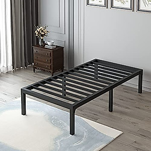 Yitong Angel Twin Bed Frame, 14 Inch High 3500 lbs Heavy Duty Metal Platform, Mattress Foundation with Steel Slat Support/No Box Spring Needed/Noise Free/Non-Slip/Easy Assembly