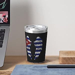 12oz Tumbler Wings Cuba Flag Stainless Steel Cup With Straw And Lid Spill Proof Bulk Double Wall Vacuum Reusable Water Tumblers For Cold Hot Drink