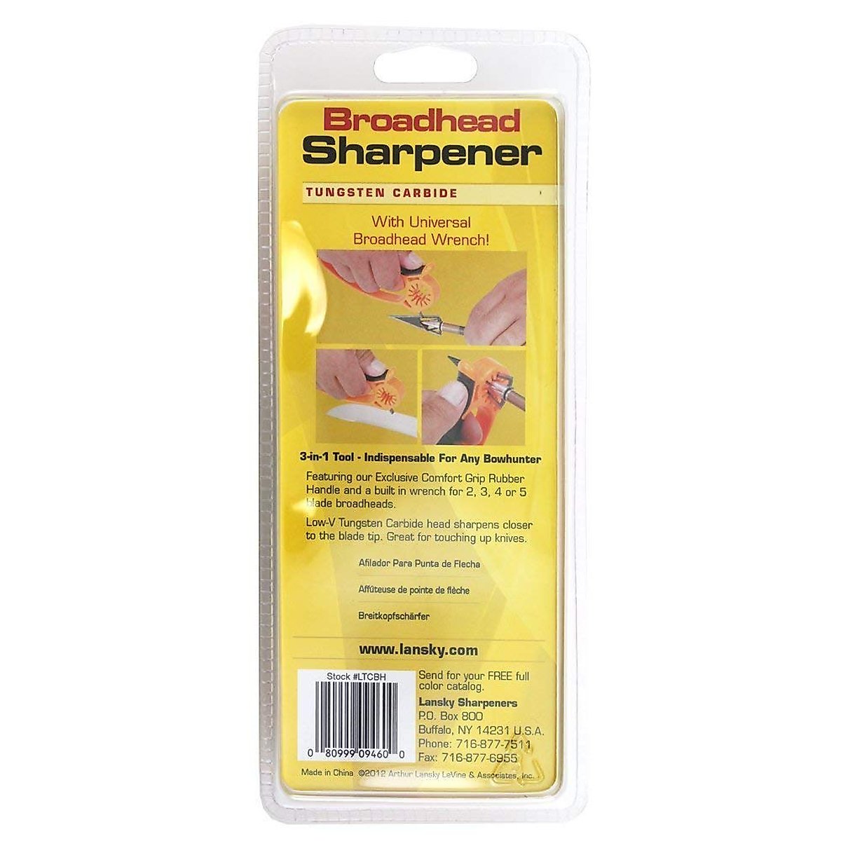 Lansky 3-in-1 Broadhead Sharpener Tool with Broadhead Wrench and Tungsten Carbide Sharpener (Orange) - LTCBH