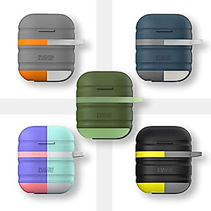 AirPods Case, KMMIN Waterproof AirPods Case Cover for Apple AirPods 1&2 Wireless Charging Case Premium Silicone Protective Case Skin Airpods Accesssories, LED Light Visible