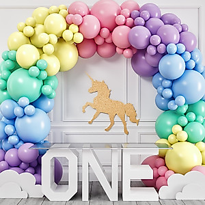 100pcs Pastel Balloon Garland Kit – Pastel Rainbow Balloon Arch – Small and Large Pastel Balloons for Pastel Birthday Decorations – Unicorn, Spring, Macaron, Easter, Donut & Ice Cream Party Balloons