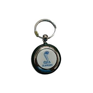 SHELBY AMERICAN CS SNAKE BLUE WHITE LOGO ROUND PLASTIC KEYCHAIN - GREEN