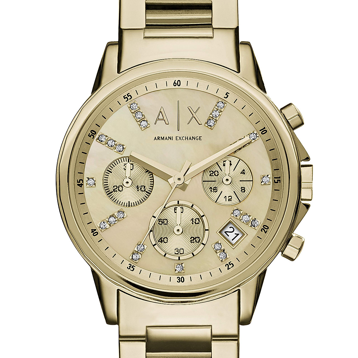 A｜X ARMANI EXCHANGE Women's Chronograph Stainless Steel Watch, Color: Gold (Model: AX4327)