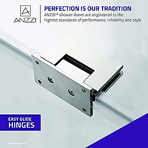 ANZZI 72" x 24" Frameless Shower Door in Brushed Nickel, Fellow Water Repellent Glass Shower Door with Seal Strip Parts and Handle, 3/8 inch Glass Hinged Shower Door with Handle (SD-AZ09-01BN)