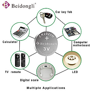 Beidongli CR2025 3V Lithium Coin Battery (10-batteries)【5-Year Warranty】