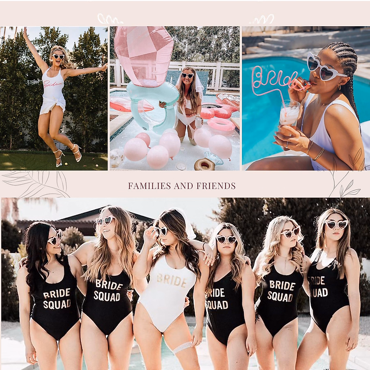 Kmopom 7 Pairs Bachelorette Sunglasses and 7 Pack Satin Bridesmaid Scrunchies Bachelorette Wedding Party Gifts for Bridesmaids Women (Tortoise)