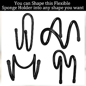 Tiangrid 2 Pcs Adjustable Sling Sponge Holder for Kitchen Sink Hanging Single Sided Sponge Holder Flexible Black Caddy Sink Organizer for Kitchen Accessory