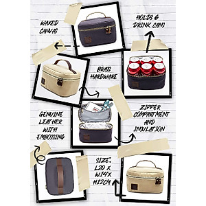 Adyson Insulated Lunch Bag – Leakproof Lunch Bag for Men, Women – Durable Water-Resistant Canvas Lunch Bag – Food Thermos Bag with Pockets and Handle – Charcoal