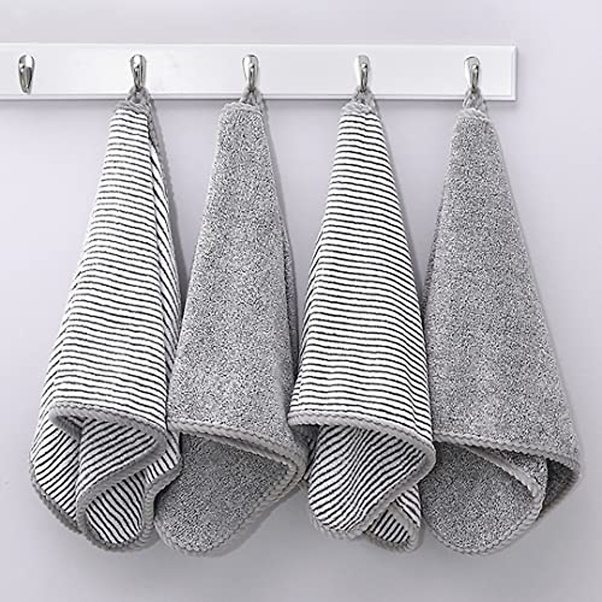 Kissvian 2 Pack Microfiber Hand Bath Towel Set, Bamboo Fibre Coral Velvet Bathroom Towels with Hanging Loop, Soft and Absorbent Washcloths for Hand Face Bath Spa Yoga Fitness, Size 13.4" x 30"