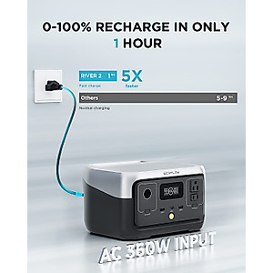 EF ECOFLOW Solar Generator 256Wh RIVER 2 with 400W Solar Panel LiFePO4 Battery, Up to 600W AC Outlets, Portable Power Station for Outdoor Camping/RVs/Home Use