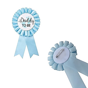 2 Pieces Daddy and Mommy to Be Tinplate Badge Pin, Gender Reveal Rosette Button Pins New Mom Gifts for Baby Shower Party Favor Decoration (Pink Blue)