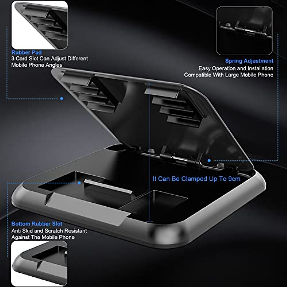 DOTAATDW Car Phone Holder, Car Dashboard Cell Phone Holder with Non-Slip Silicone Base Washable and Reusable Car Phone Mount Compatible with 3.5-7” Smartphone