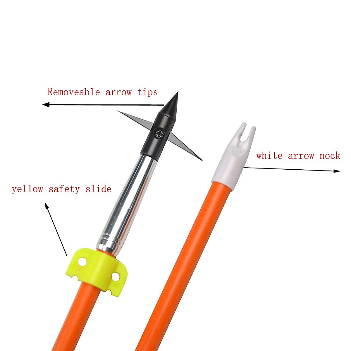 AMEYXGS Archery Bow Fishing Arrow and Bowfishing Reel Seat Kit Fiberglass Bowfishing Arrow Spinning Aluminum Alloy Reel Seat Mount for Hunting Accessory (Orange, 6 pcs Arrow + 1 Reel)