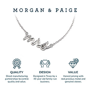 MORGAN & PAIGE Dainty Statement Necklace for Women, Sterling Silver Pendant with Cursive Letters, Everyday Jewelry, 16 inch with 2 inch Extender Chain