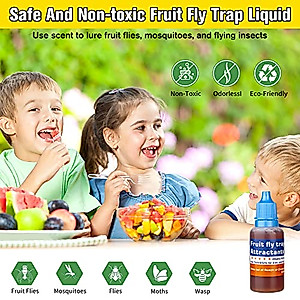 Protecker Fruit Fly Trap Refill Liquid Only,Fruit Fly Traps for Indoors,Fruit Fly Refill Liquid,Ready-to-Use Fruit Fly Trap Bait Refill,Gnat Trap Killer for Home Kitchen Plant(6 Pack)